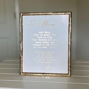Hail Mary Prayer Gold Foil Print: Blessed Virgin Mary - Etsy