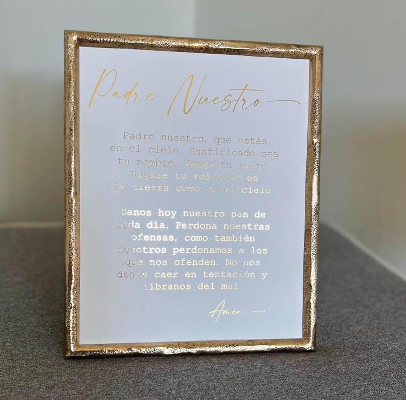 Padre Nuestro En Español, Our Father Foil Print in Spanish - Etsy