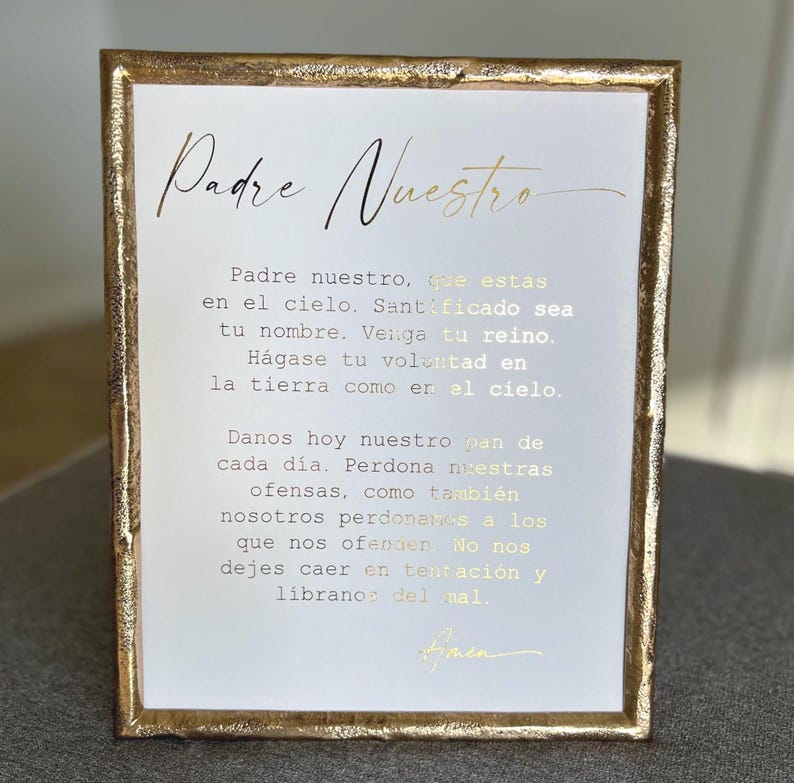 Padre Nuestro En Español, Our Father Foil Print in Spanish - Etsy
