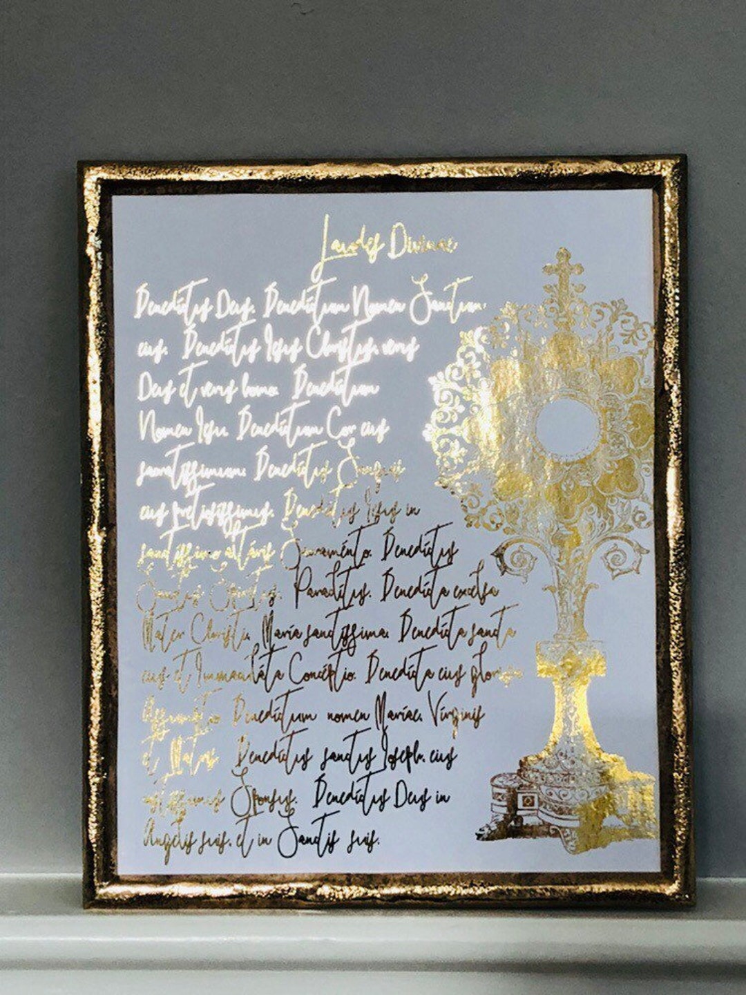 Divine Praises Latin Metallic Foil Print Priest Gift Catholic Gift ...