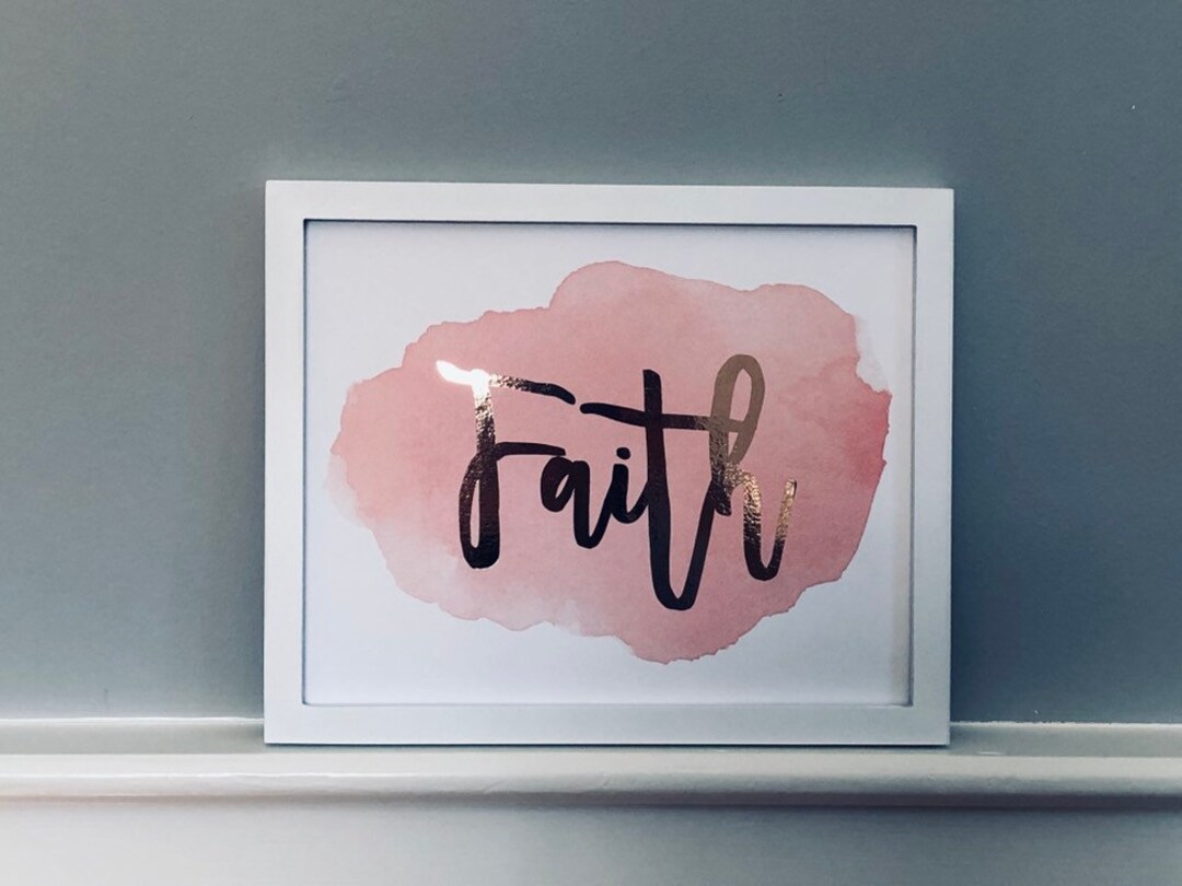 Faith Print Christian Art Catholic Art Faith Hope Love Pink Watercolor ...