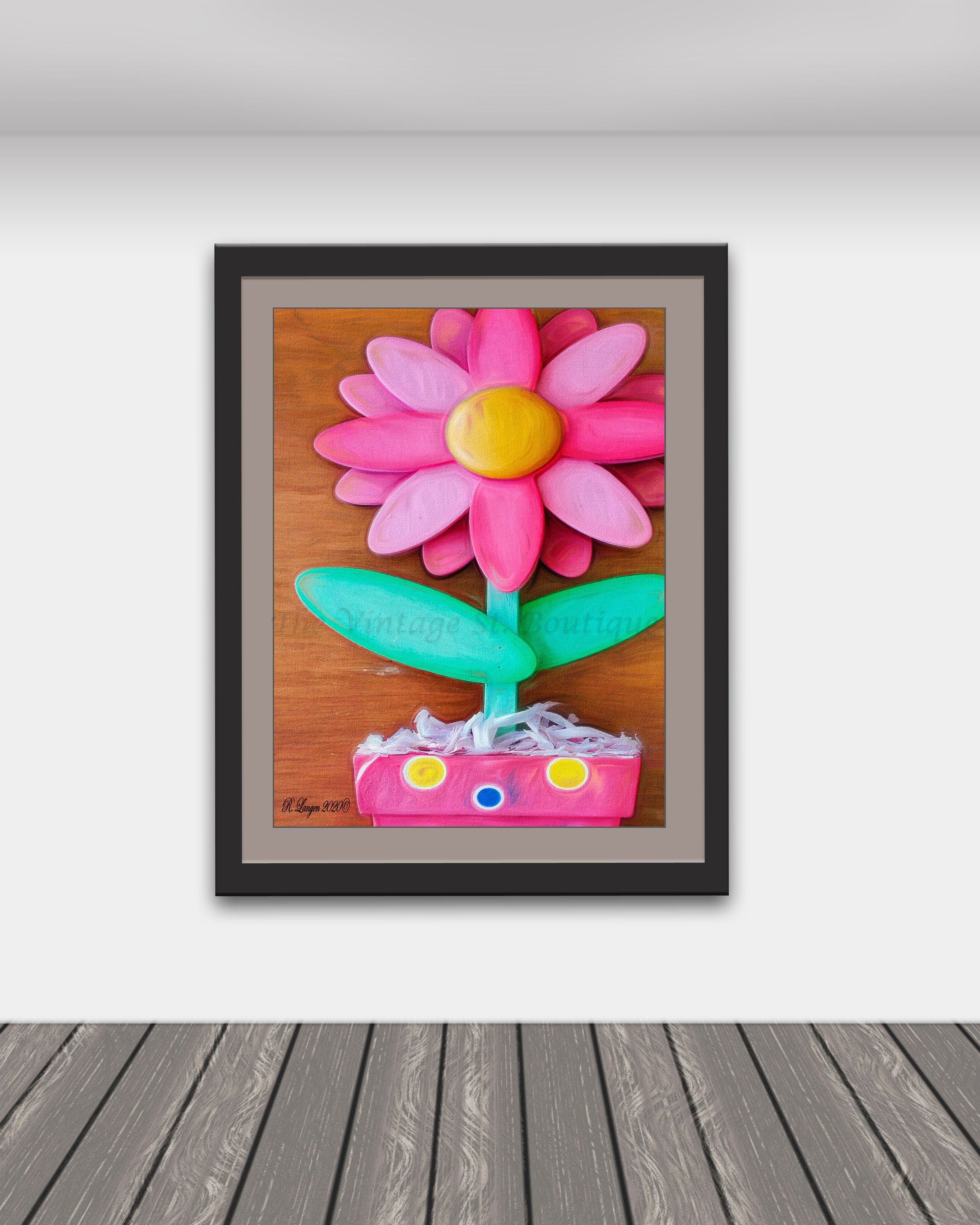 Whimsical Art/pink Flowers/daisy Art/whimsical Flowers/nursery Room ...