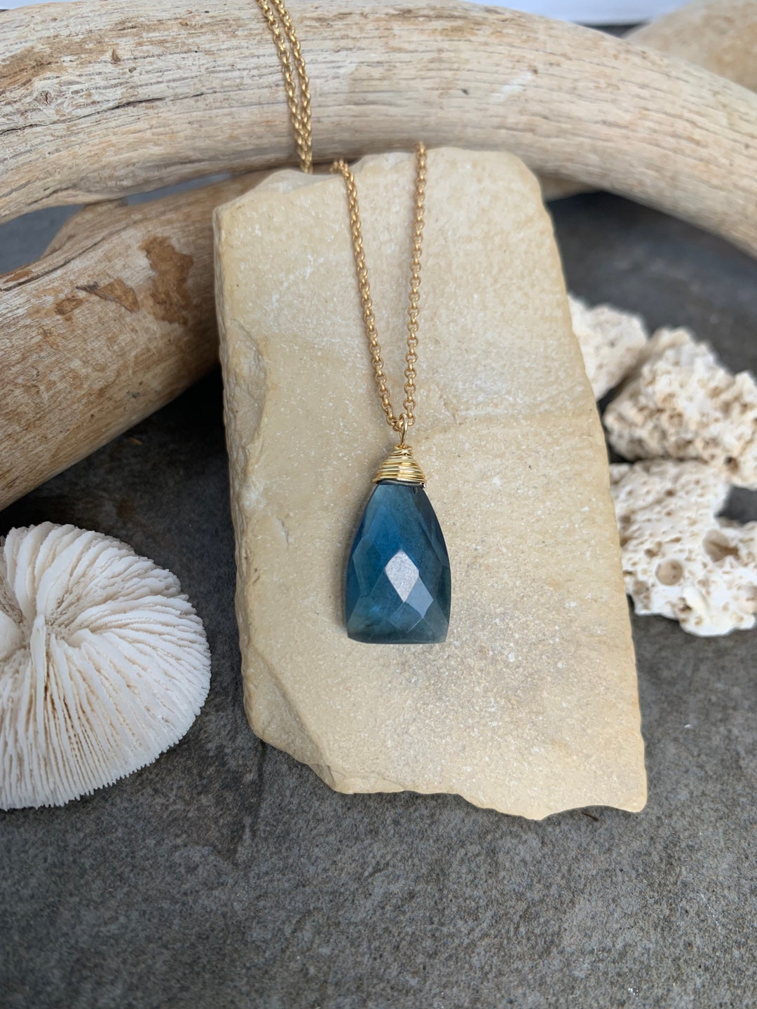 Simply Elegant Iolite Gemstone Pendant . - Etsy