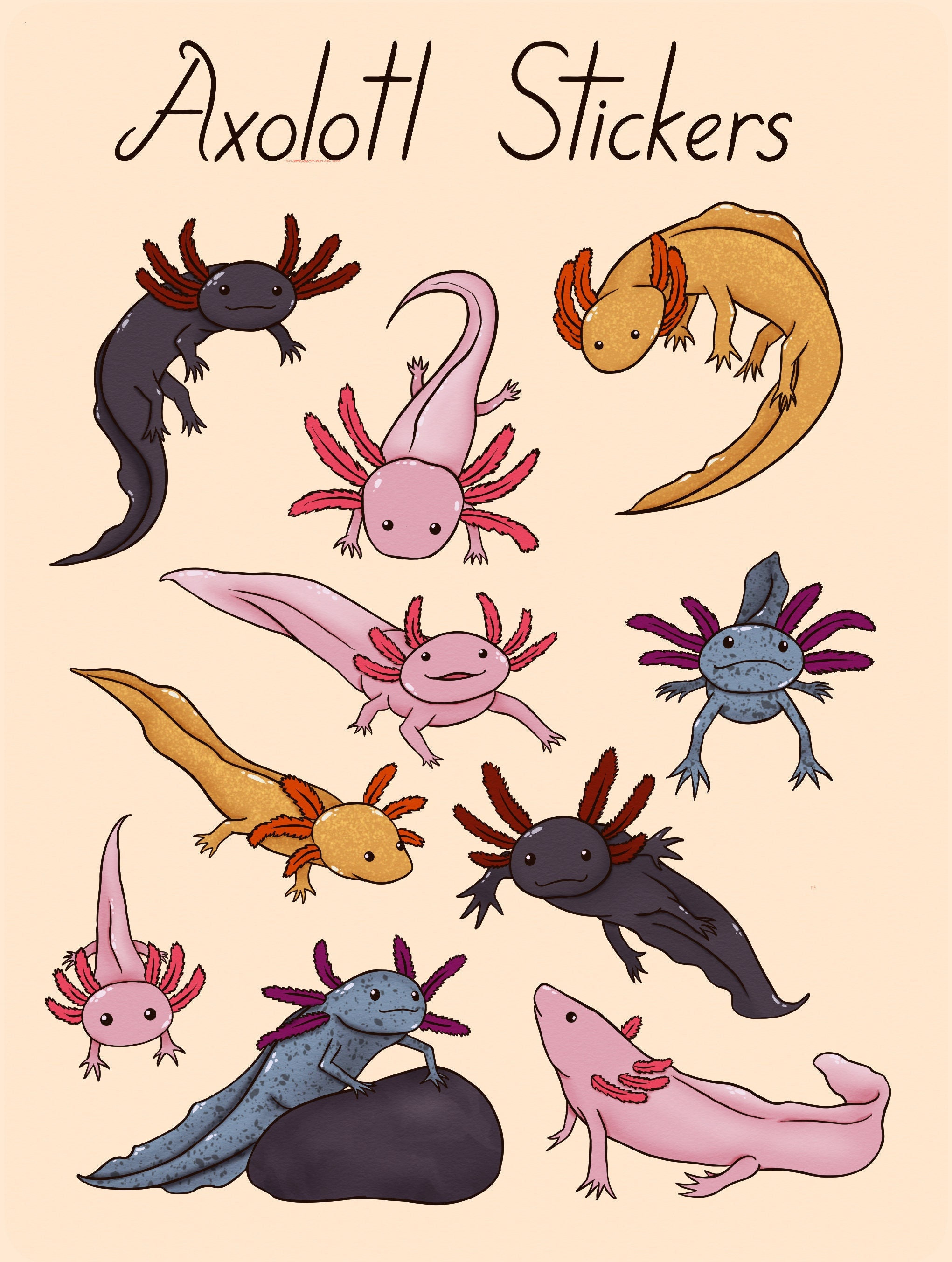 Axolotl Sticker Sheet - Etsy
