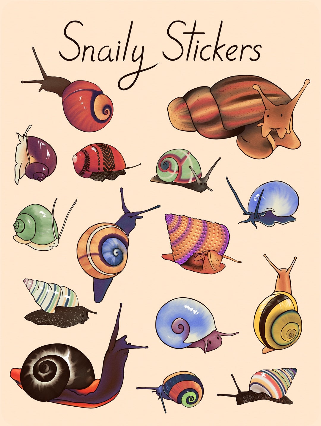Snail Sticker Sheet - Etsy