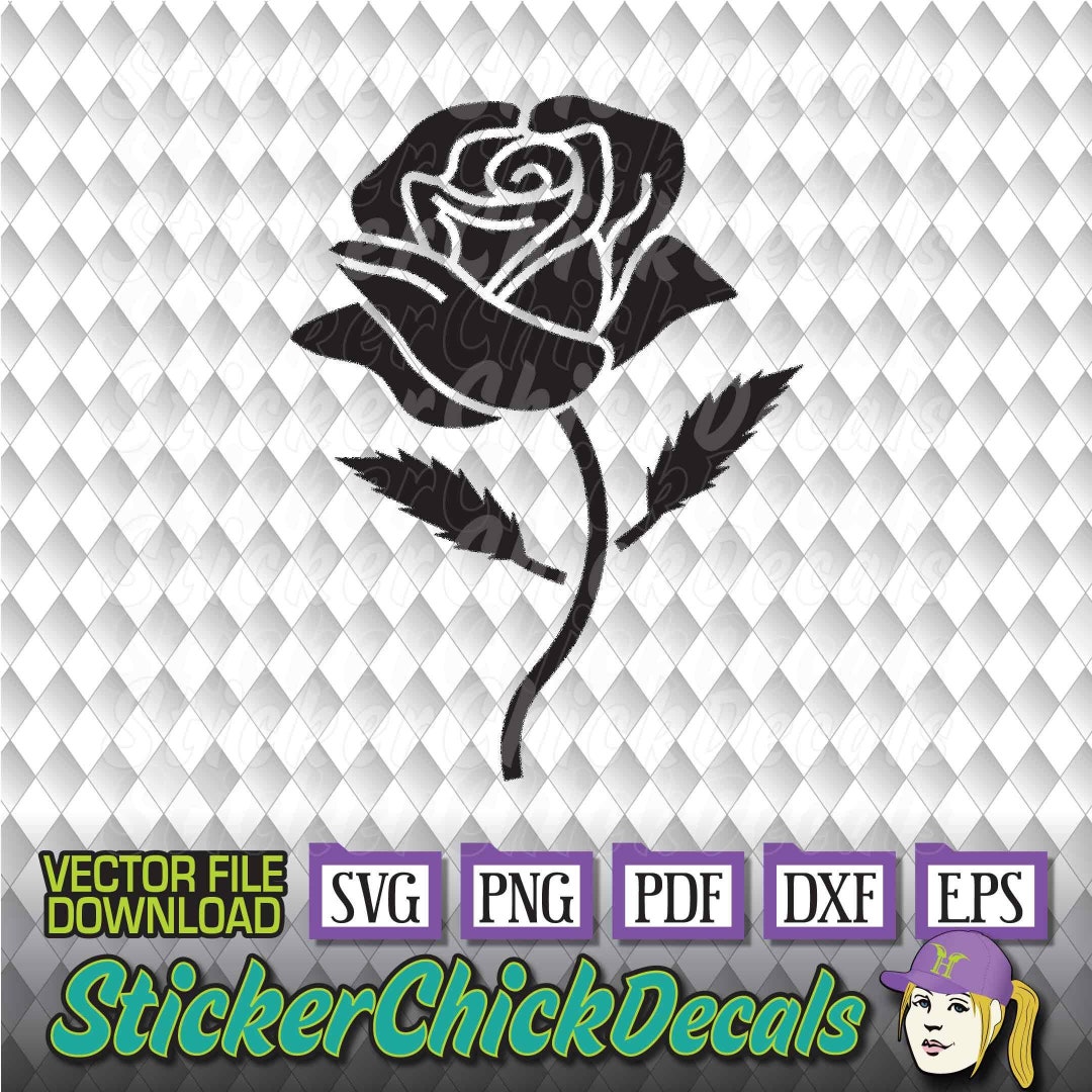 Rose Flower Vector Cut File - Eps Svg Png Pdf Dxf Transfer Clip Art ...