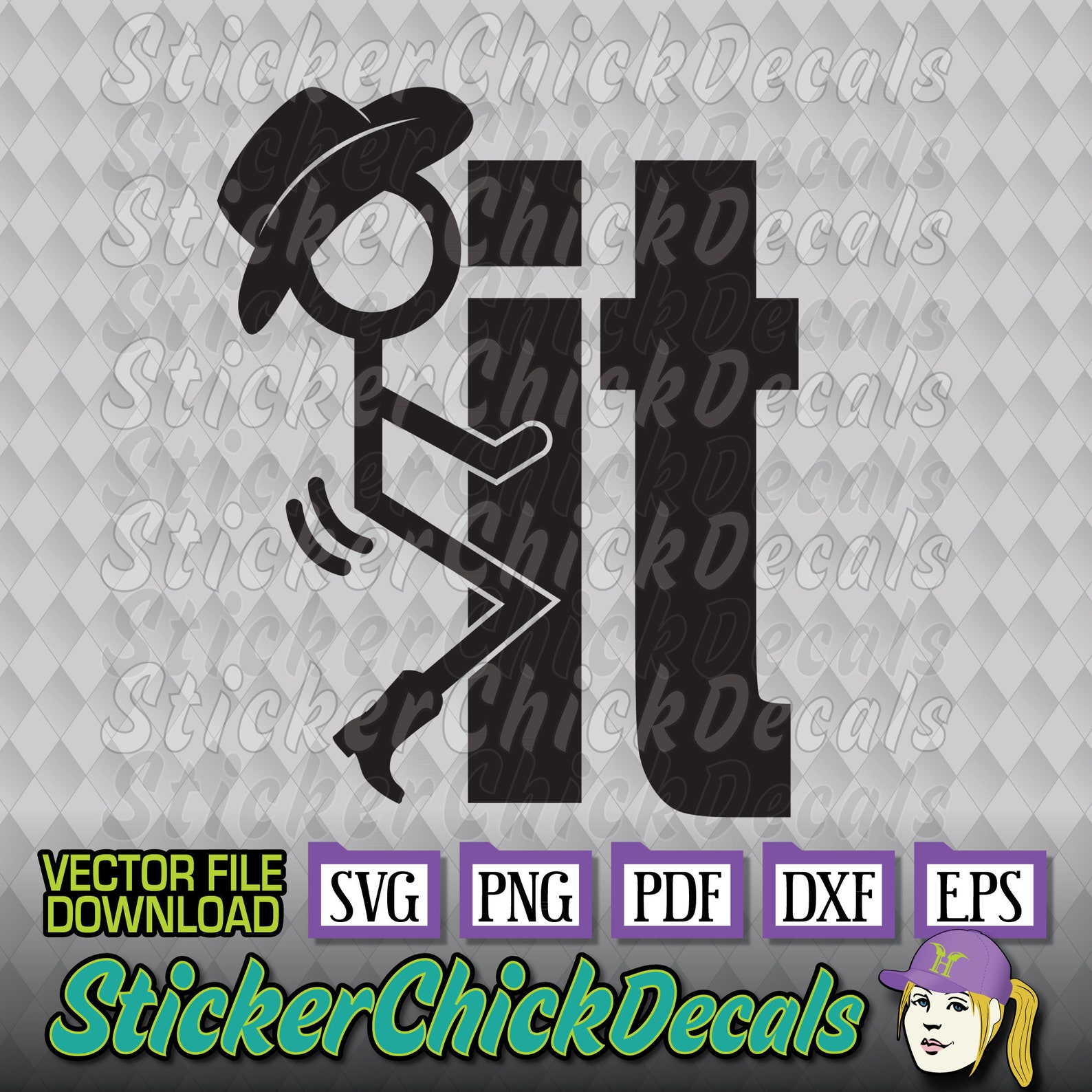 F*ck It Cowboy Stickman Vector Cut File for Cutting - Eps Svg Png Pdf ...