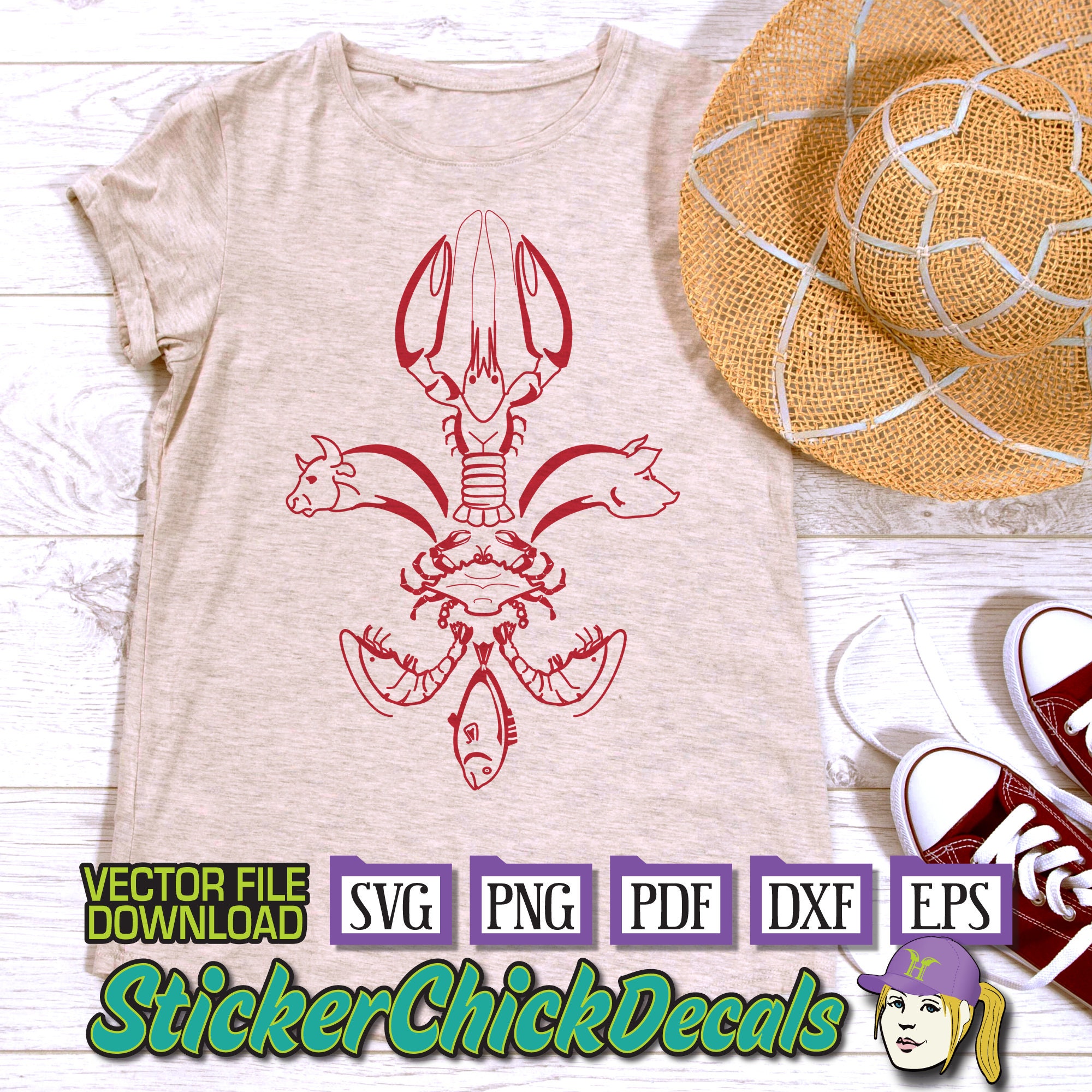 Cajun Fleur De Lis Crawfish Crab Vector Cut File Eps Svg Png - Etsy