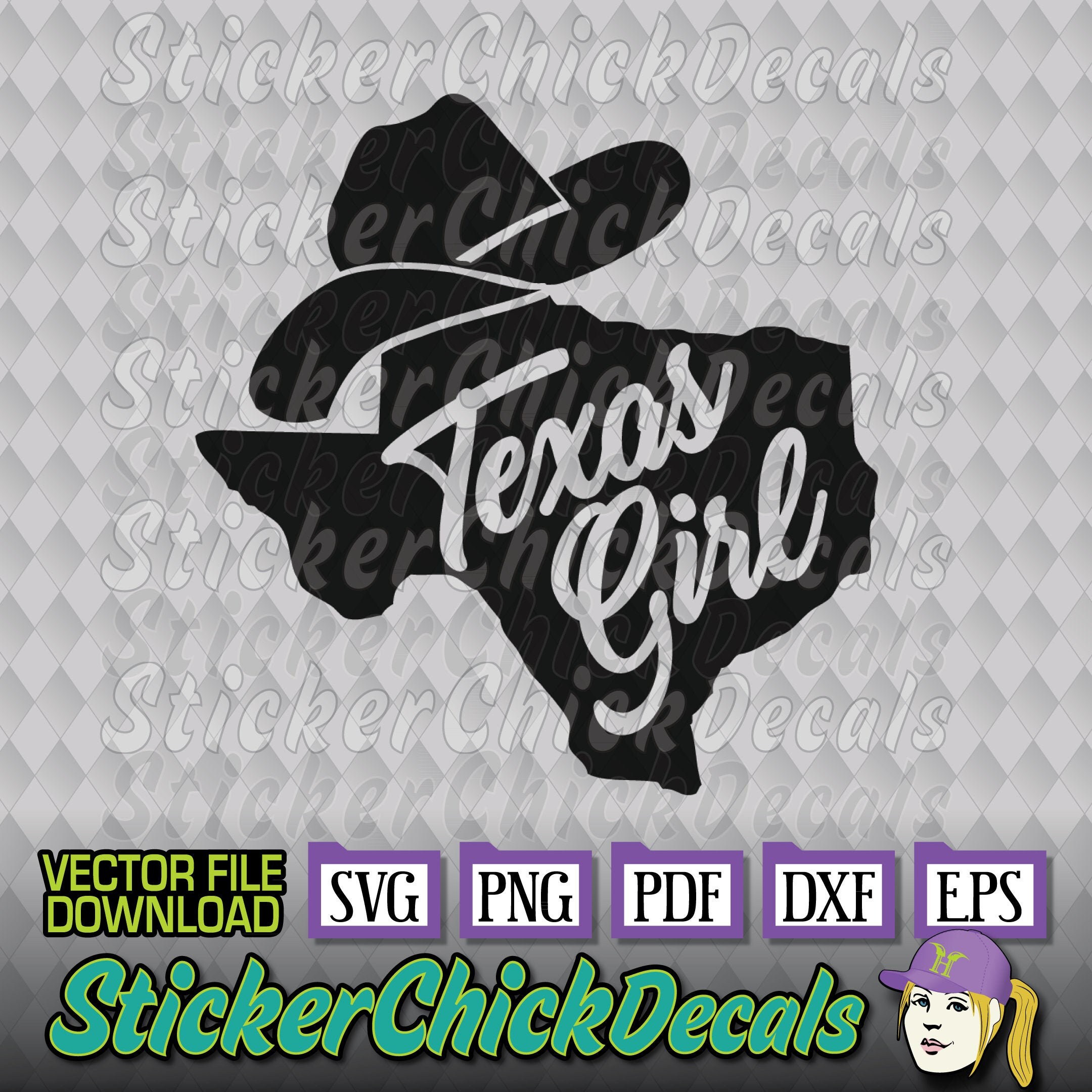Texas Girl Cowboy Hat State Fill Vector Cut File Cutting Eps - Etsy