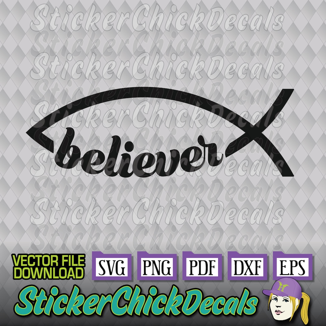 Believer Fish ICTHYS Religious Icon Christian Vector Cut File Cutting ...