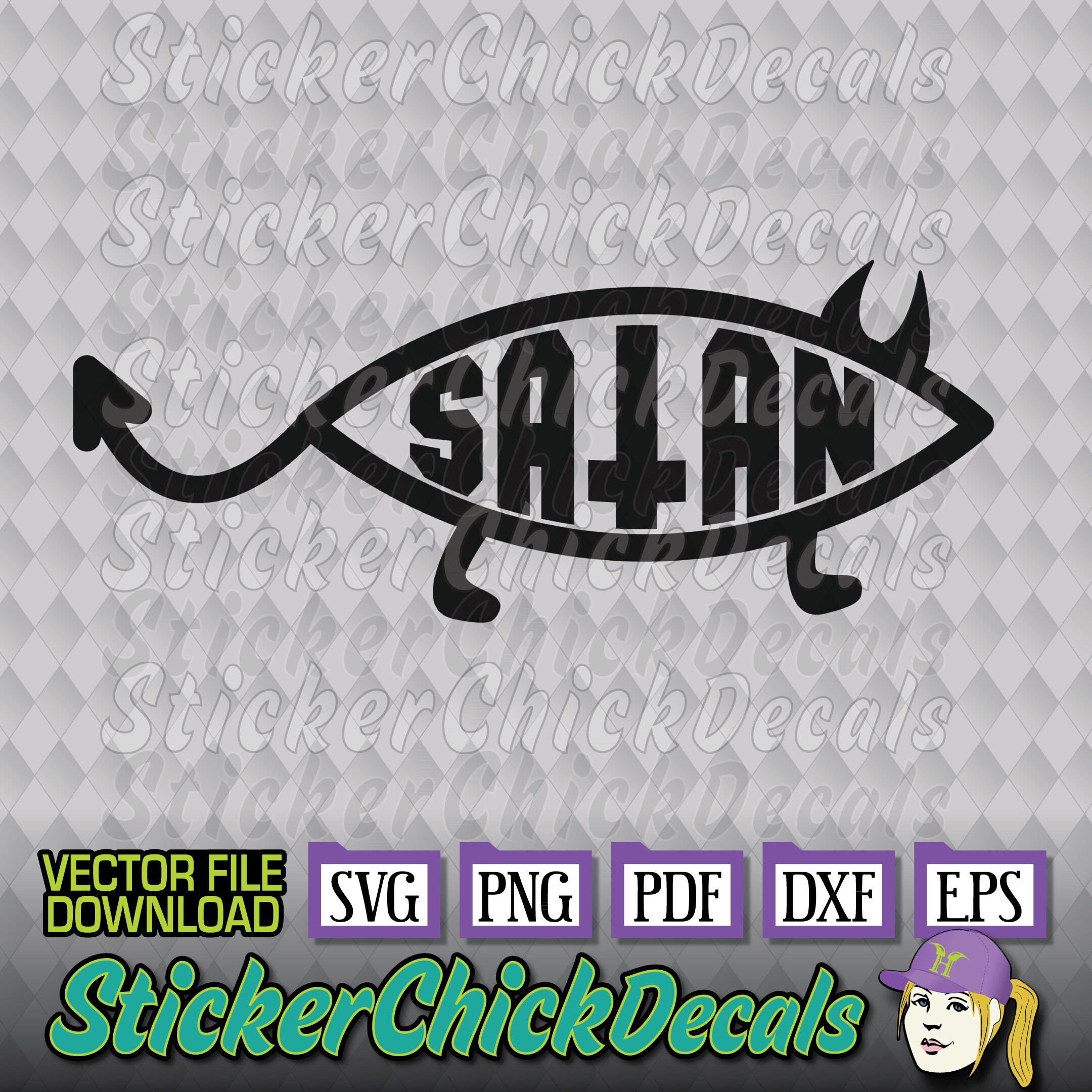 Satan Fish ICTHYS Religious Icon Inverted Vector Cut File Cutting Eps ...