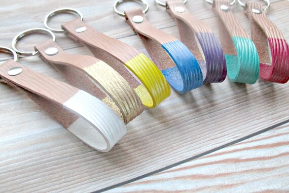 Custom Color Leather Keychains Leather Key Fob Leather Key | Etsy