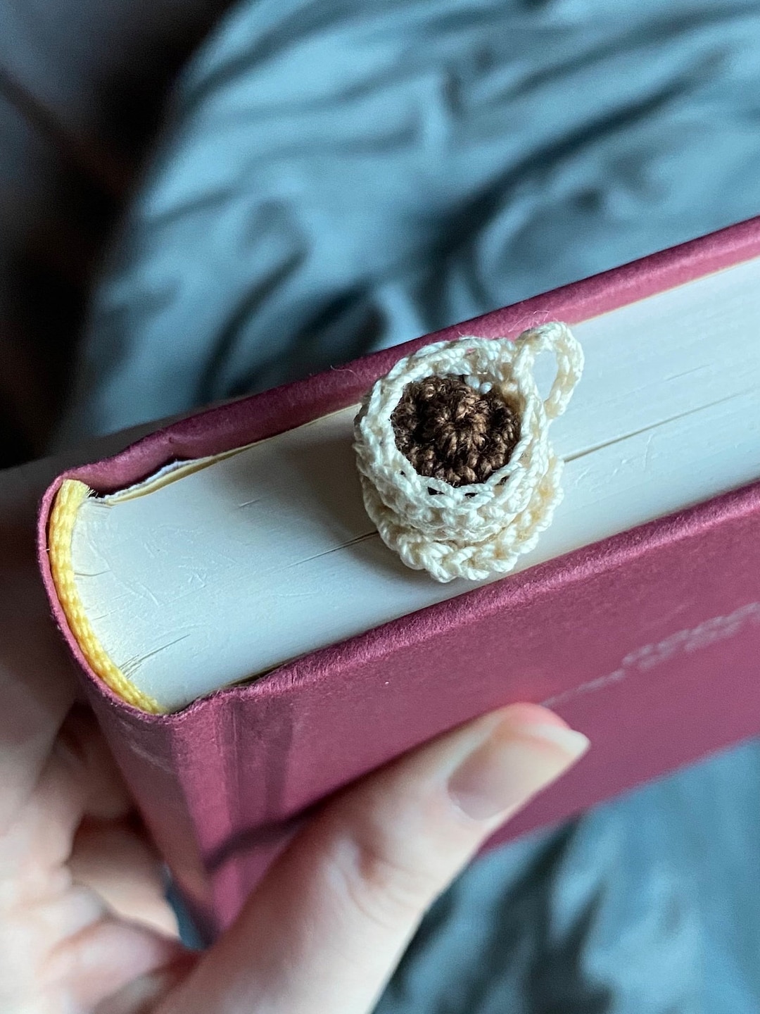 Coffee Cup Bookmark // Cottagecore Cozy Crochet Bookmark READY TO SHIP ...