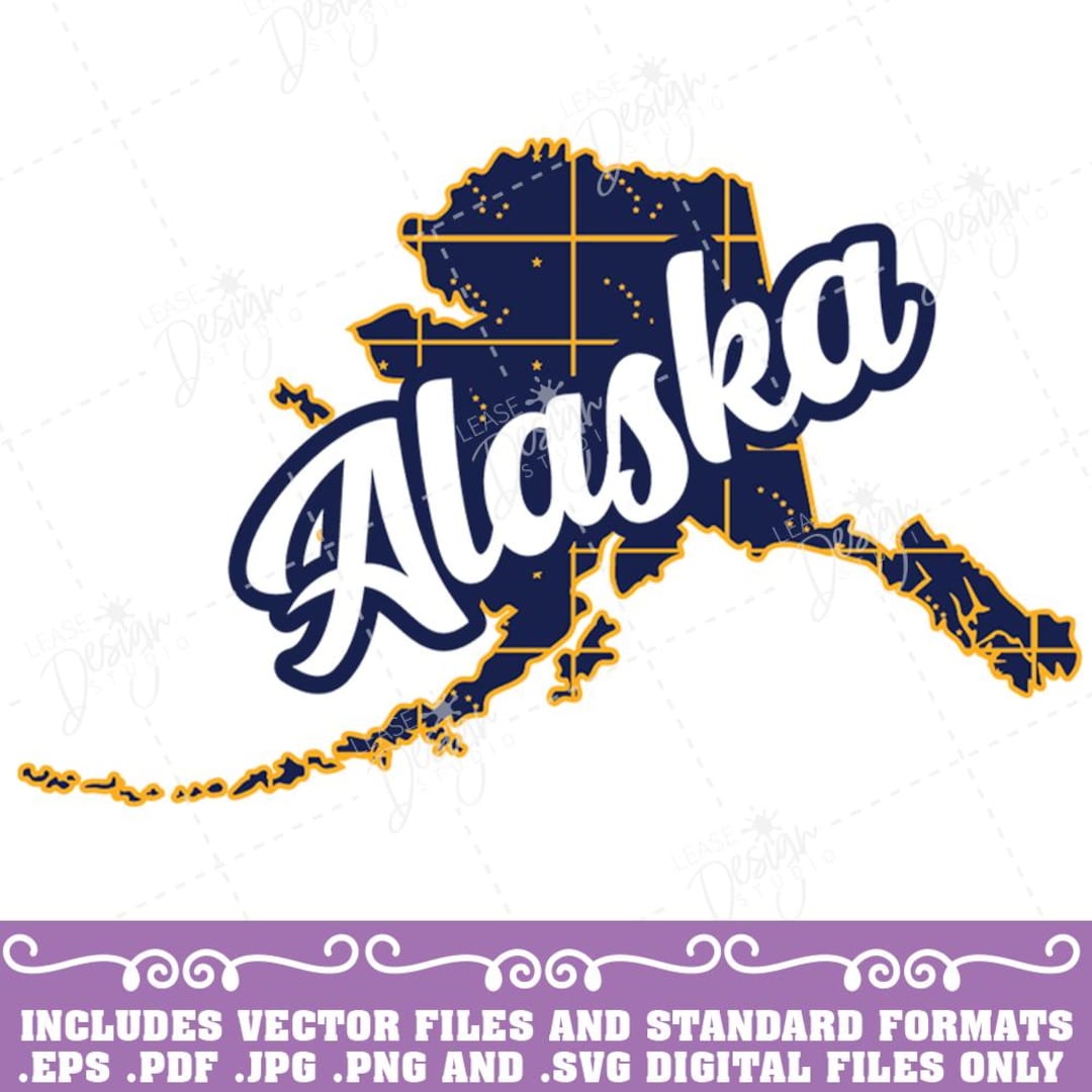Alaska Color State Outline Vector Graphic Bundle, Alaska Svg, Alaska ...