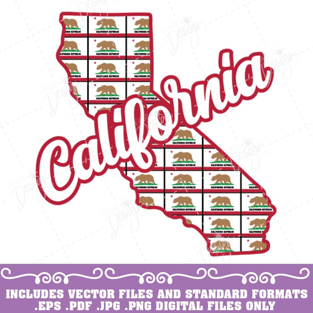 California Color State Outline Vector Graphic Bundle, California Eps ...