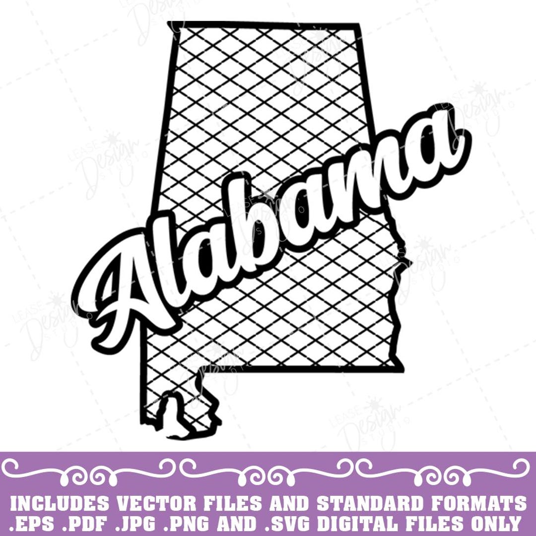 Alabama Black State Outline Vector Graphic Bundle, Alabama Svg, Alabama ...