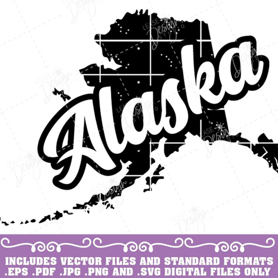 Alaska Black State Outline Vector Graphic Bundle, Alaska Svg, Alaska ...