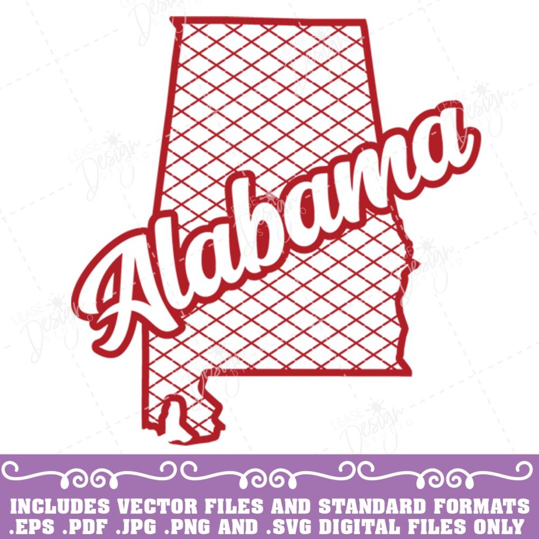 Alabama Red State Outline Vector Graphic Bundle, Alabama Svg, Alabama ...