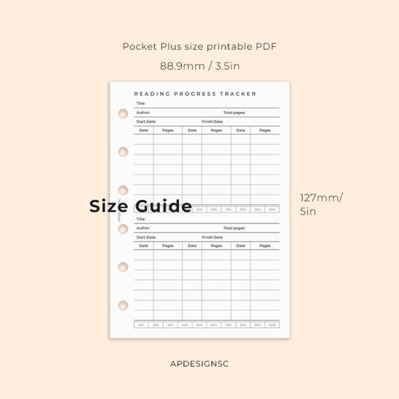 Reading Progress Tracker Pocket Plus Printable, Planner Insert for ...