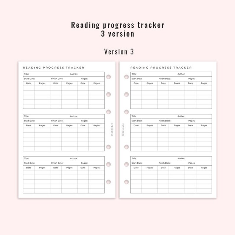 Reading Progress Tracker A6 Printable, Planner Insert for A6, Printable ...