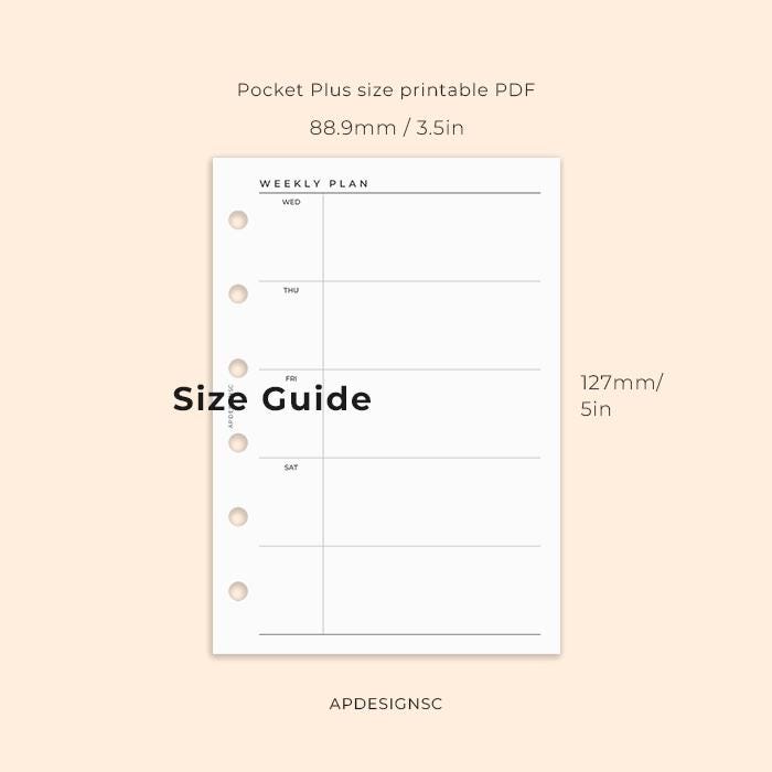Weekly Plan Insert Pocket Plus Size Printable, Printable Weekly Planner ...