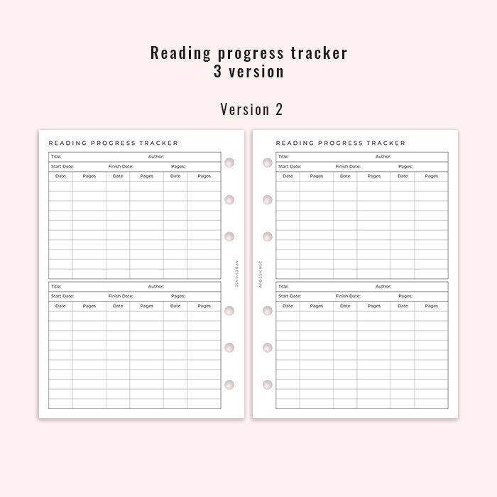 Reading Progress Tracker A6 Printable, Planner Insert for A6, Printable ...