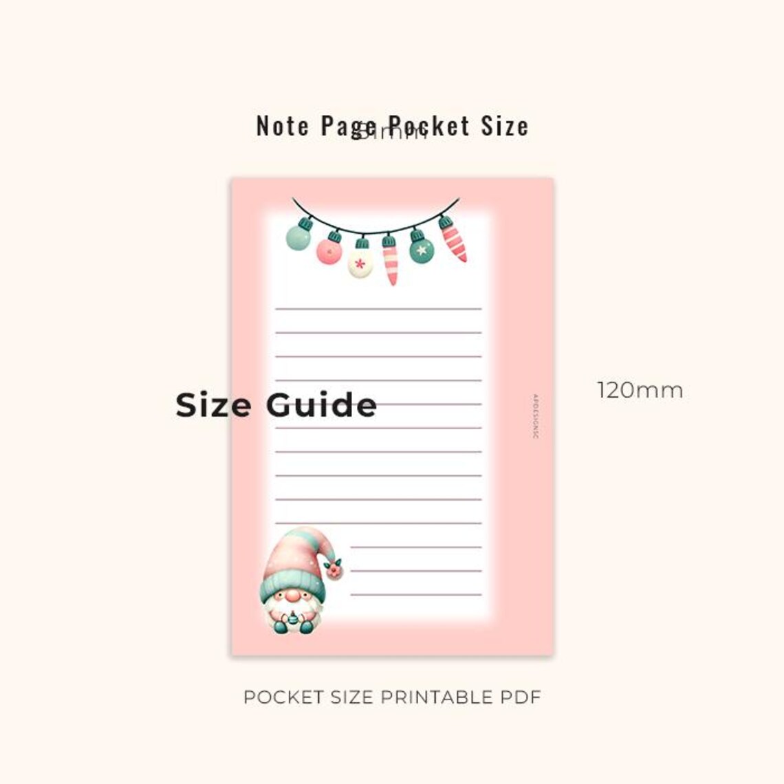 Christmas Notes Page Printable, Pocket Size Planner Insert, Printable ...