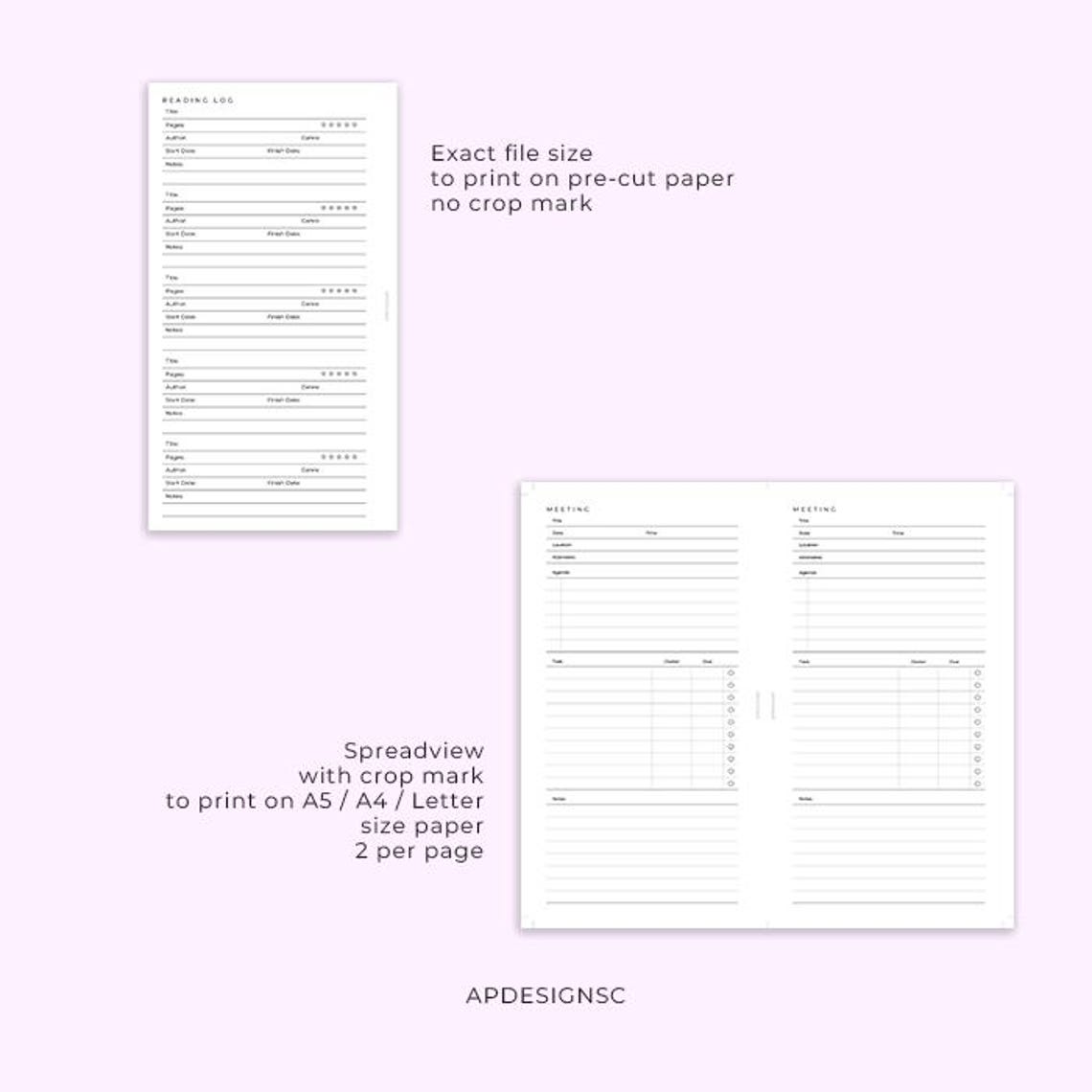 Book Review Insert Personal Size Printable, Planner Insert for Personal ...
