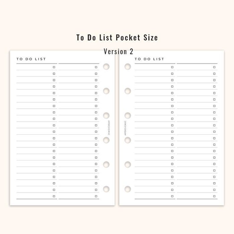 To Do List Insert Pocket Size Printable, Planner Insert for Pocket Size ...