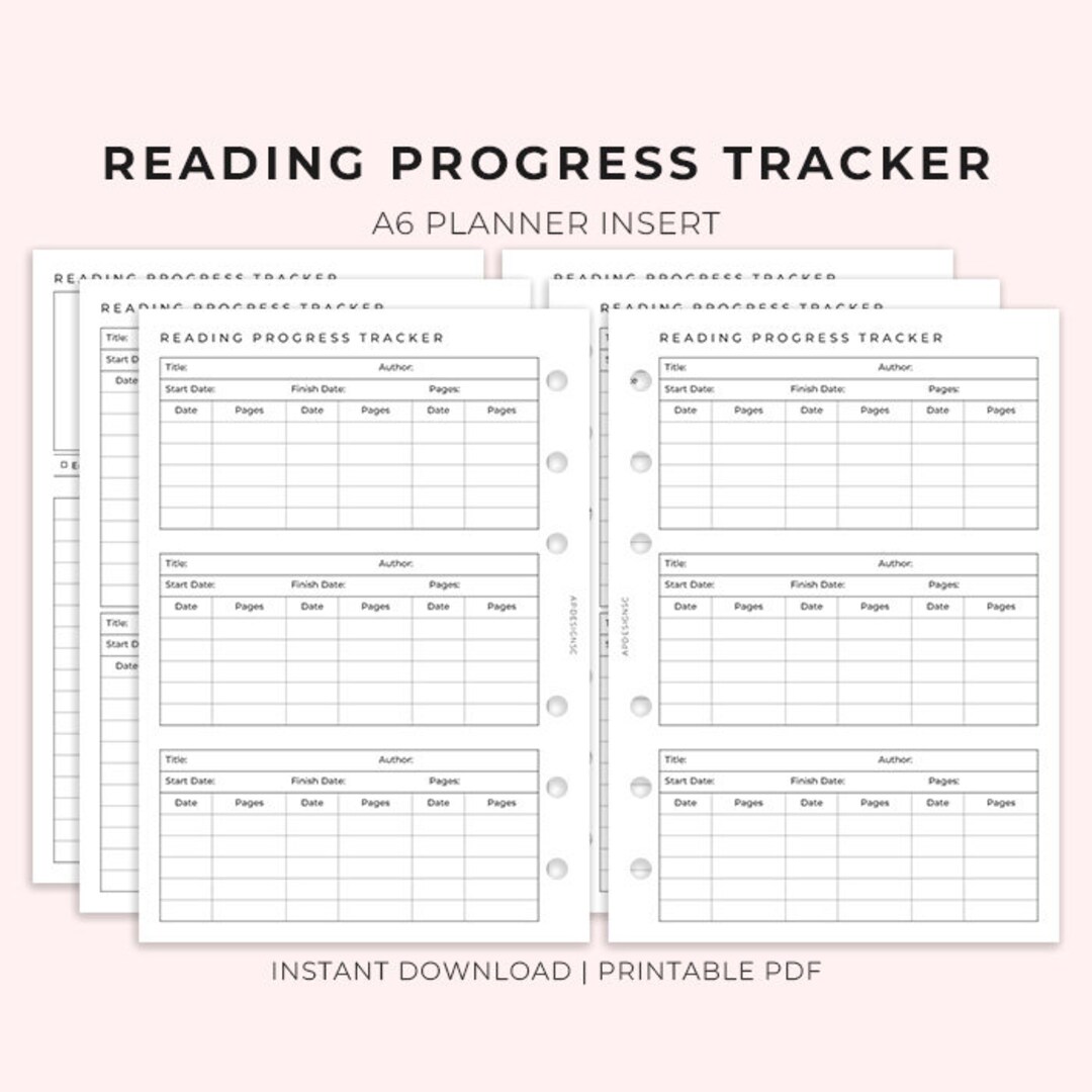 Reading Progress Tracker A6 Printable, Planner Insert for A6, Printable ...