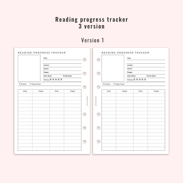 Reading Progress Tracker A6 Printable, Planner Insert for A6, Printable ...