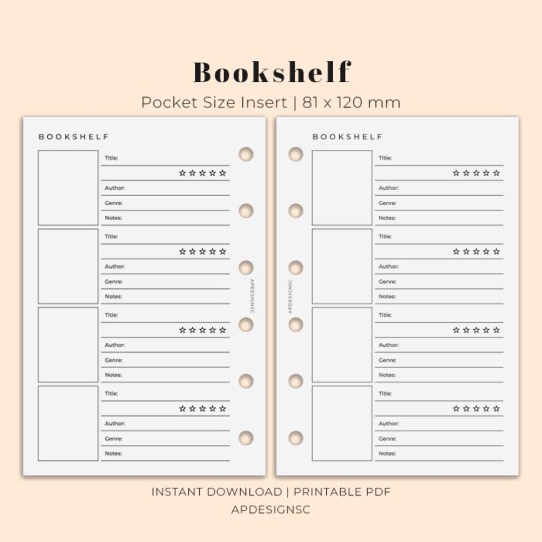 Books Tracker Insert Pocket Size Printable, Reading Planner Insert ...