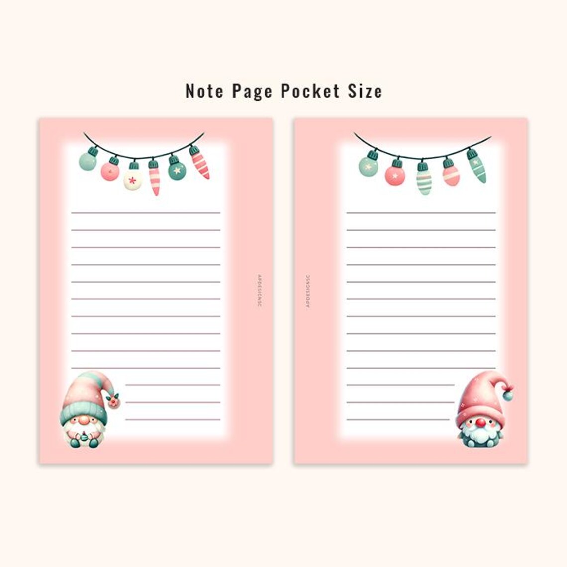 Christmas Notes Page Printable, Pocket Size Planner Insert, Printable ...