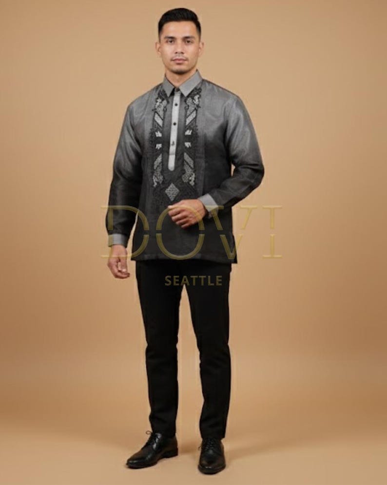 Gray Ombre Barong Tagalog - Modern Filipino Formal Wear - Etsy