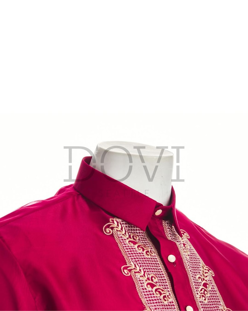 Stylish Red White Modern Barong Tagalog Filipino Formal Wedding ...