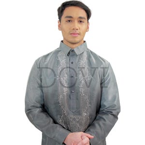 Sophisticated Gray Ombre Barong Tagalog - Modern Filipino Formal Wear ...