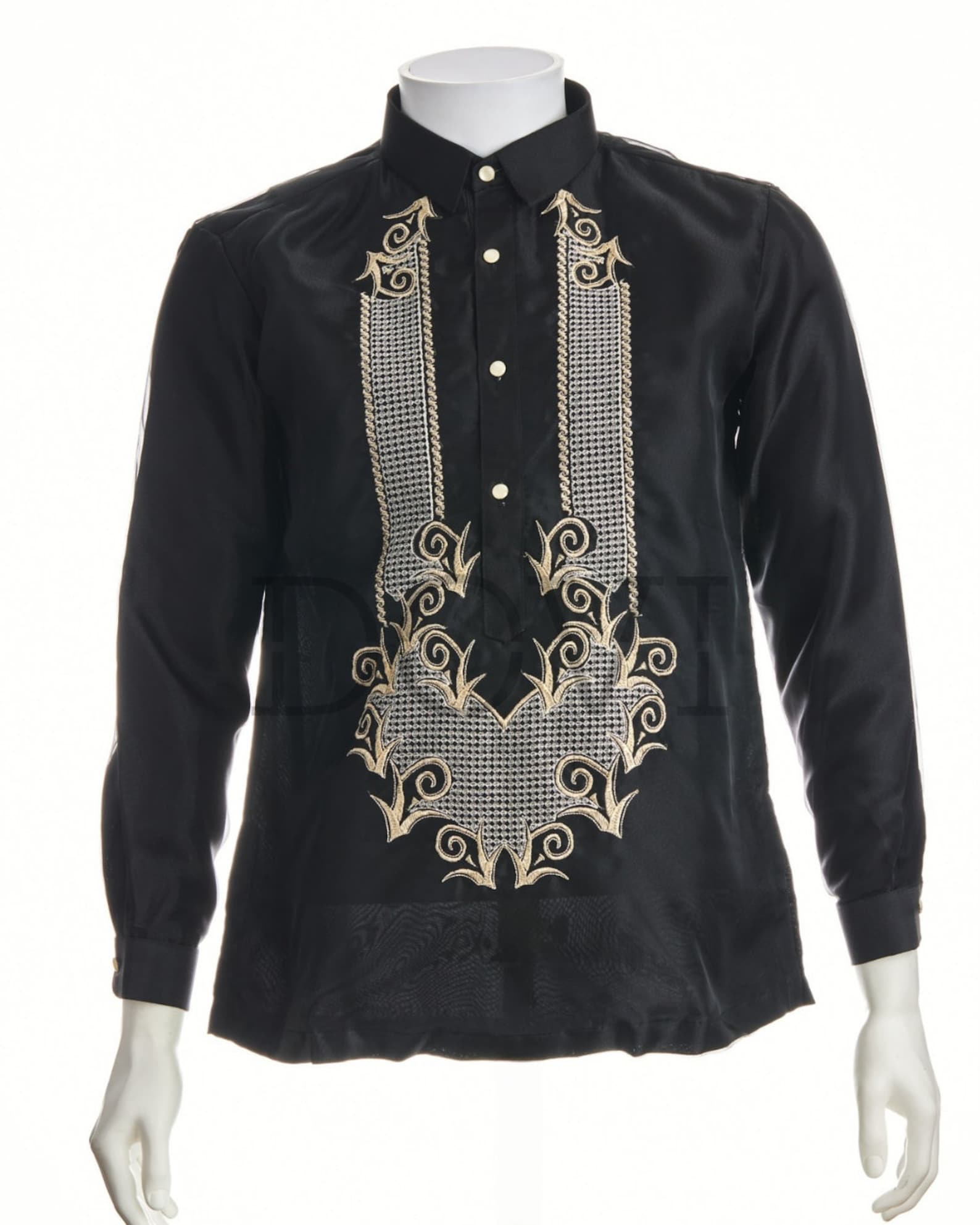 Modern Black Barong Tagalog: Elegant Filipino Formal Wear for Men's ...