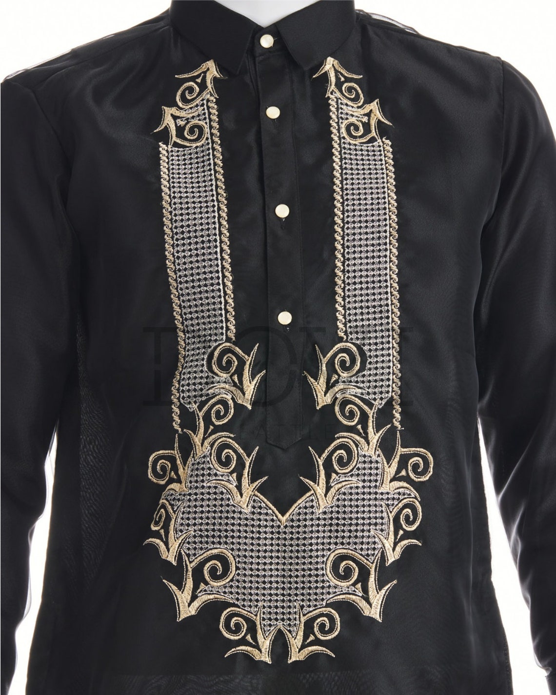 Modern Black Barong Tagalog: Elegant Filipino Formal Wear for Men's ...