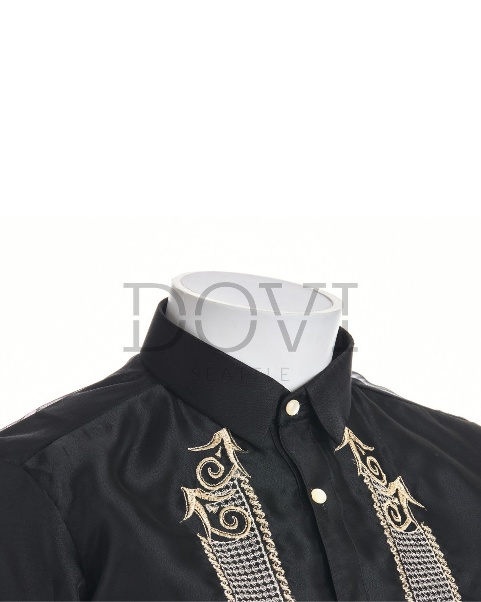 Modern Black Barong Tagalog: Elegant Filipino Formal Wear for Men's ...