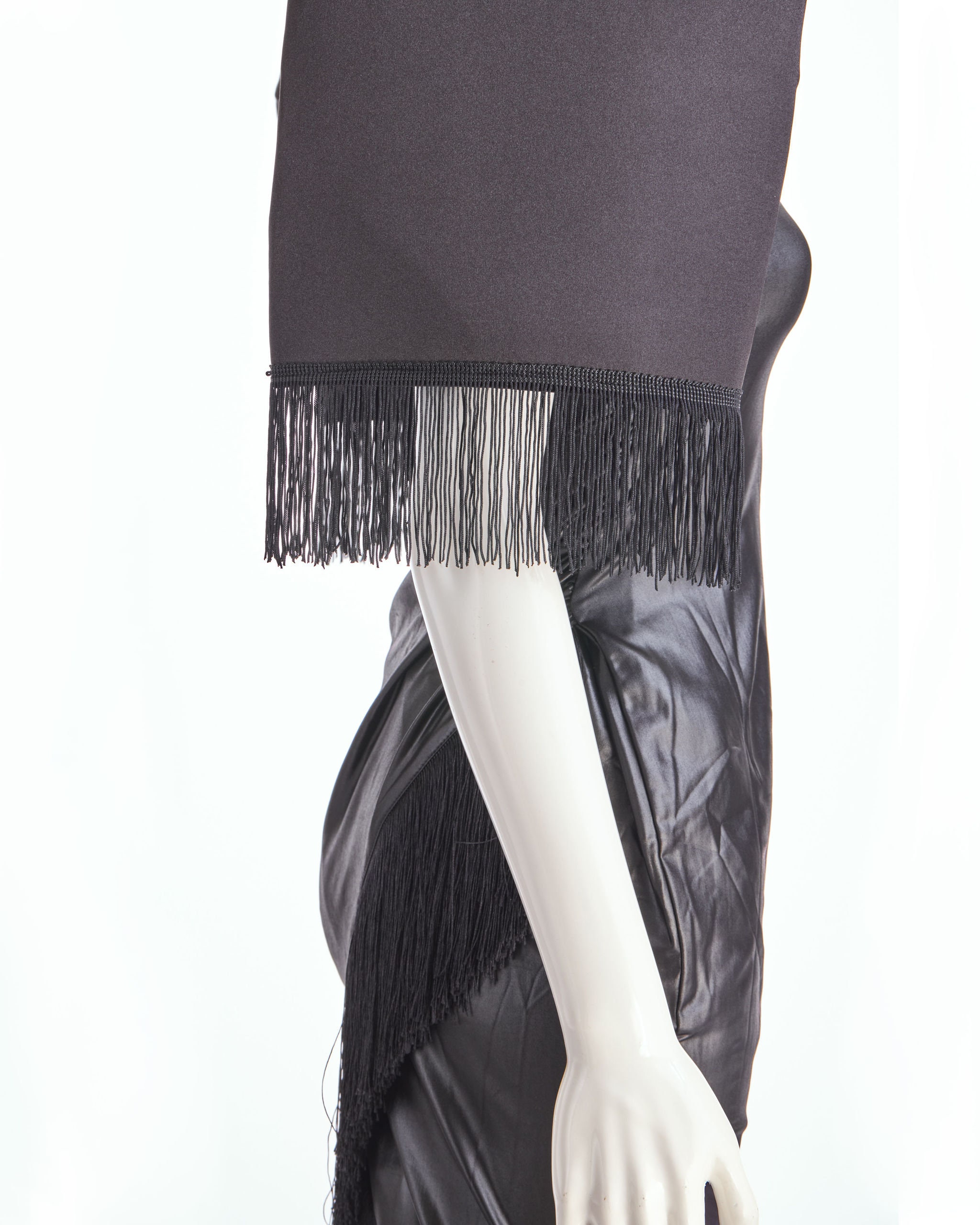 Elegant Black Vegan Leather Fringe Filipiniana Dress: Modern Twist on ...