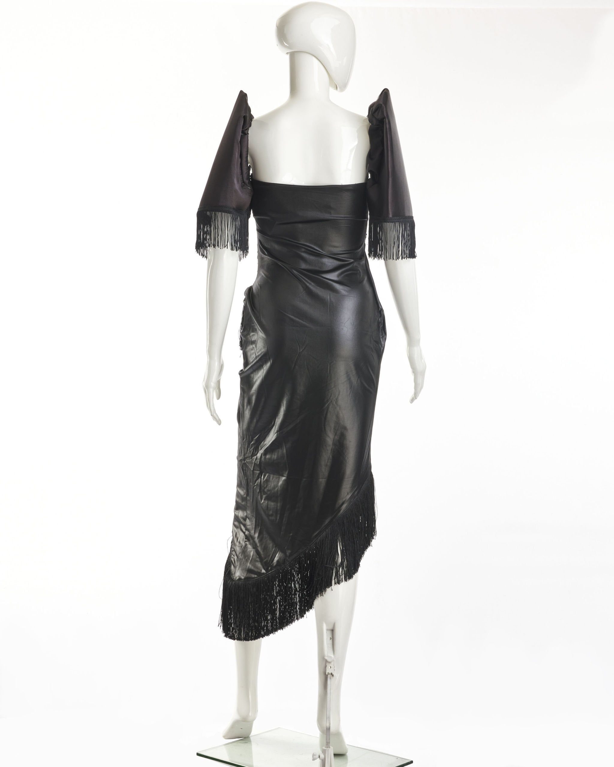 Elegant Black Vegan Leather Fringe Filipiniana Dress: Modern Twist on ...