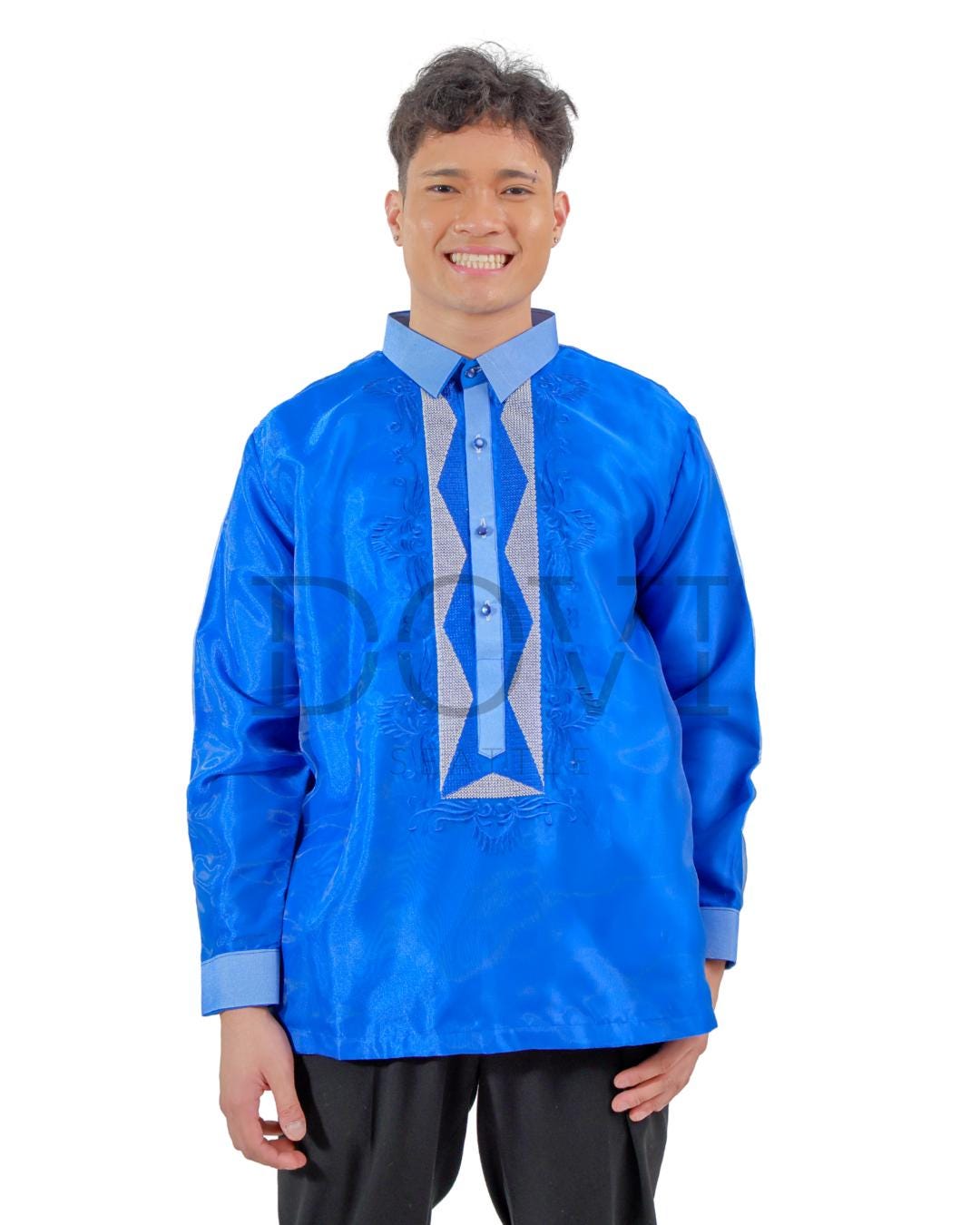 Elegant Royal Blue Modern Barong Tagalog: Filipino Formal Wear for Men ...