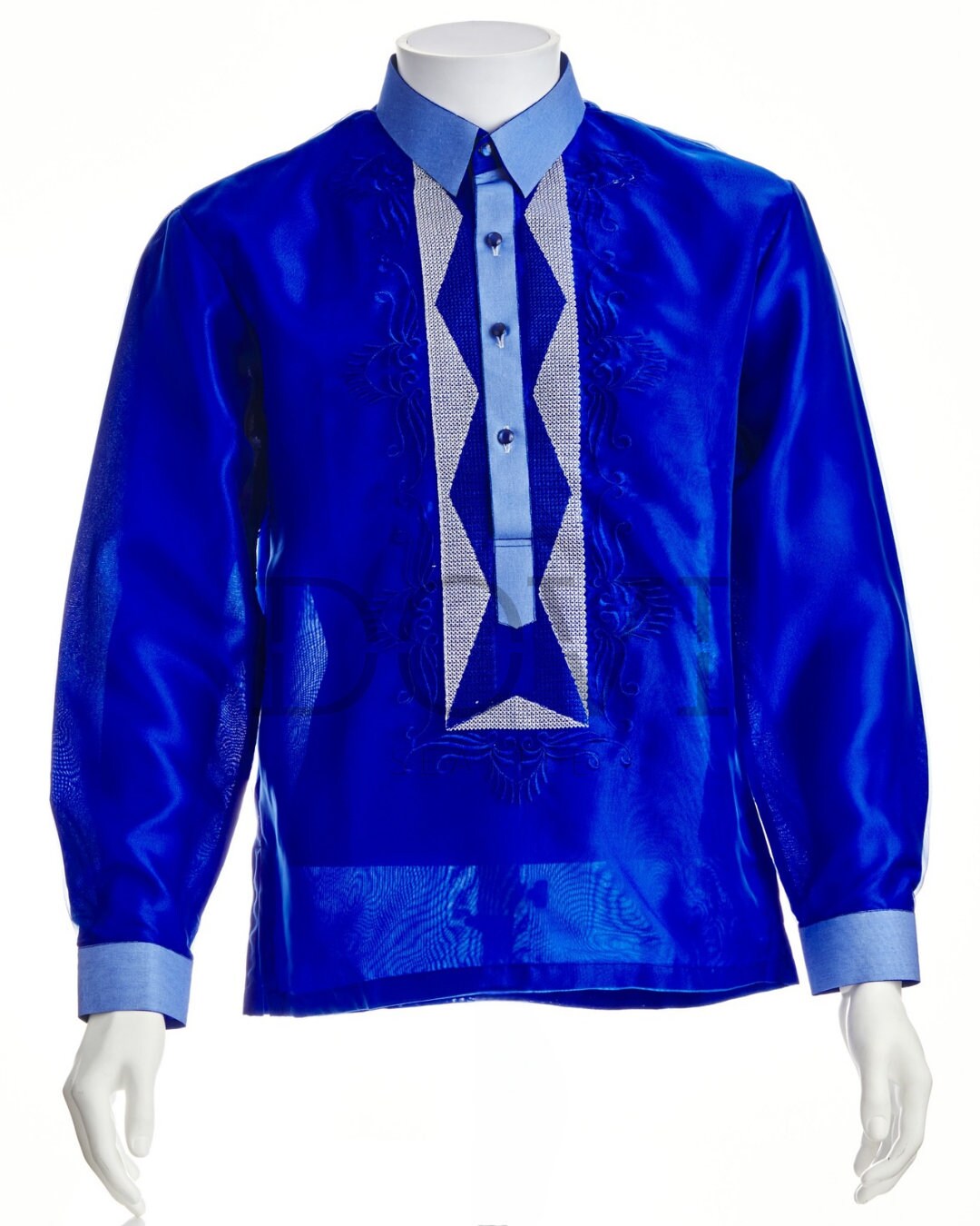 Elegant Royal Blue Modern Barong Tagalog: Filipino Formal Wear for Men ...