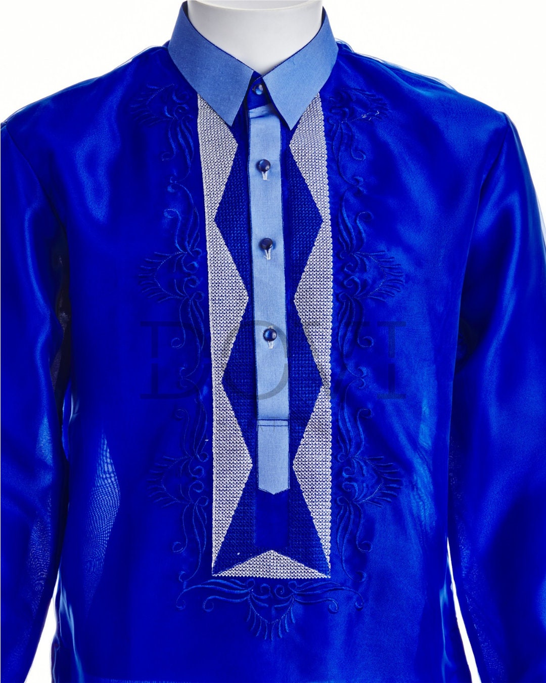 Elegant Royal Blue Modern Barong Tagalog: Filipino Formal Wear for Men ...