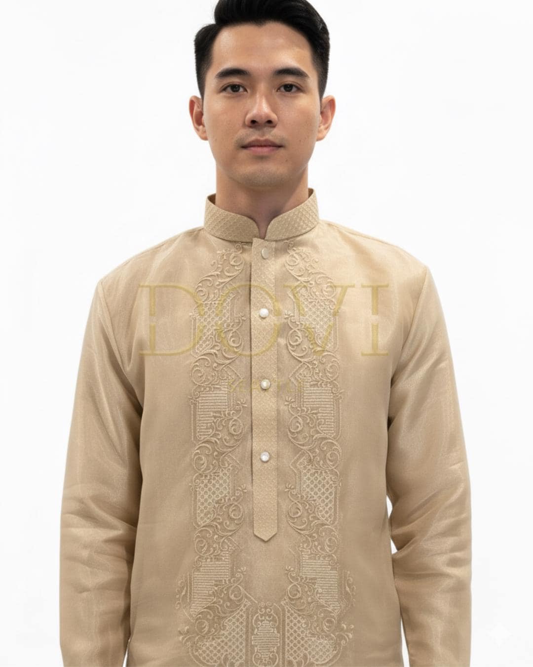 Elegant Tan Modern Barong Tagalog: Filipino Formal Wear for Men's ...