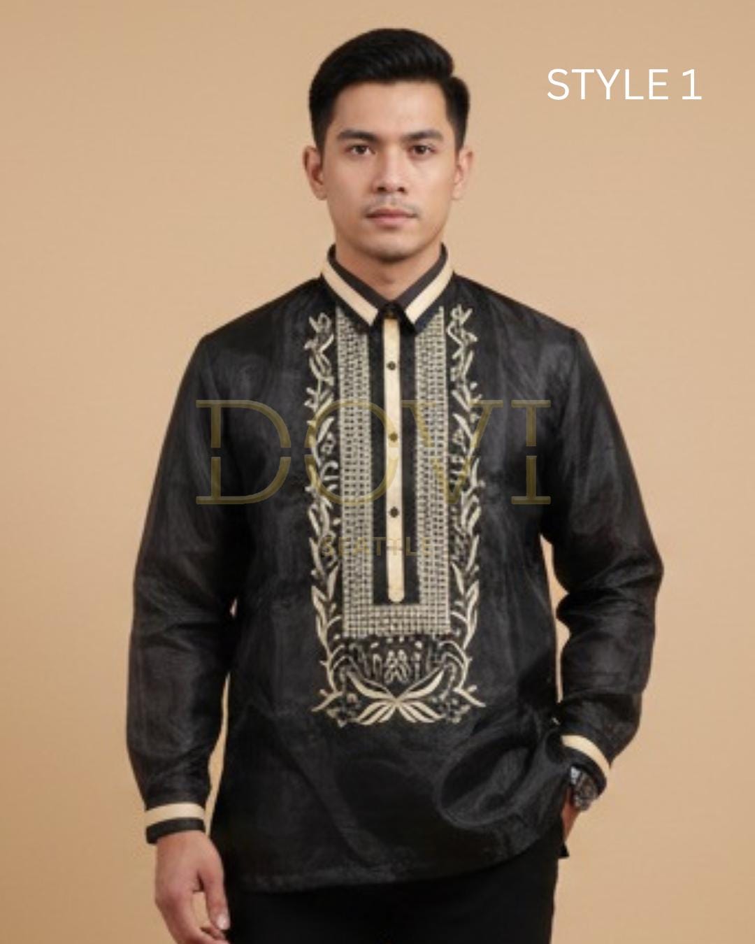 Elegant Black and Beige Modern Barong Tagalog - Filipino Formal Wear ...