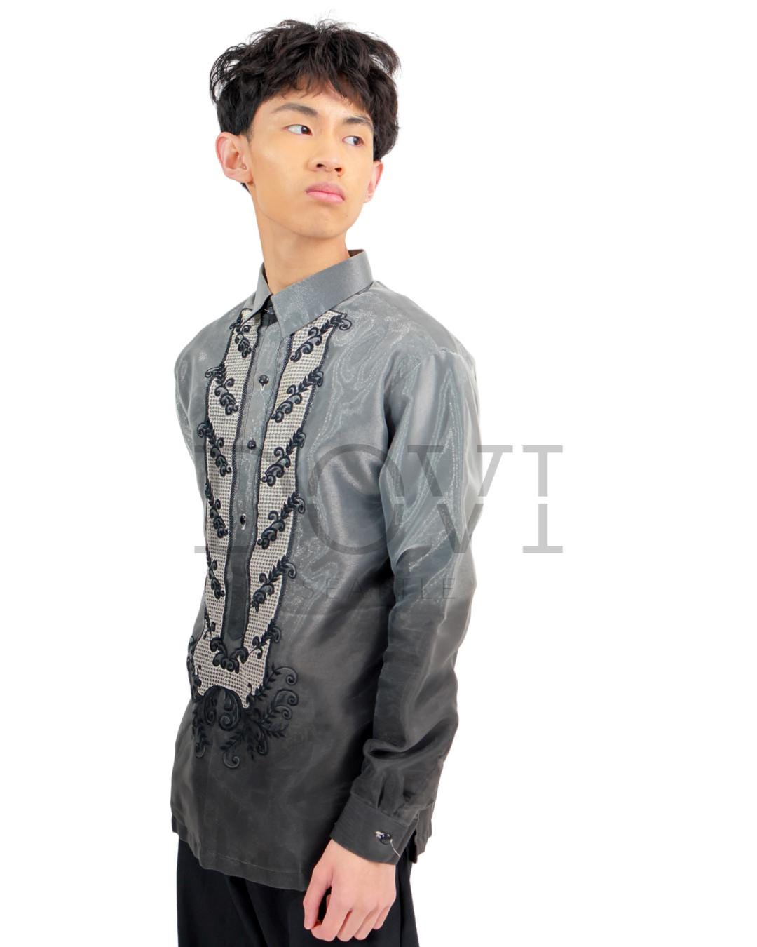 Modern Gray Ombre Barong Tagalog XS - Filipino Formal Wear for Men ...