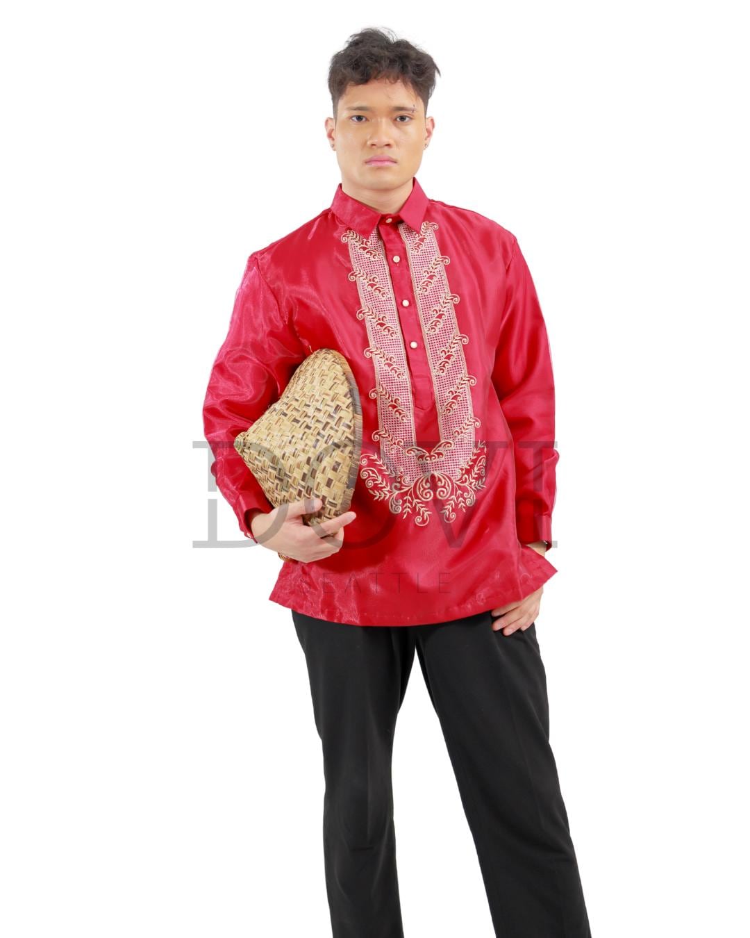 Stylish Red and White Modern Barong Tagalog for Filipino Formal ...