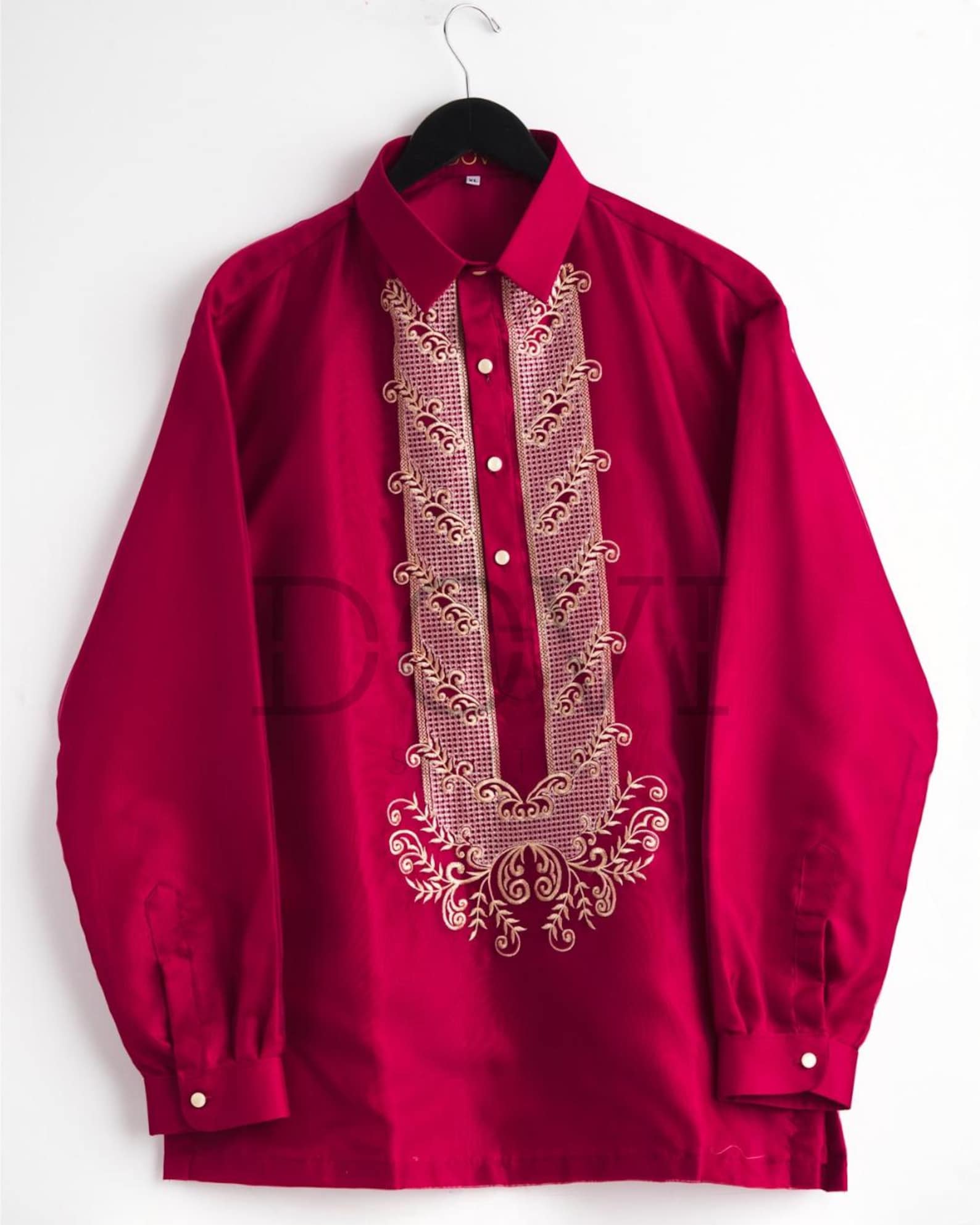 Stylish Red and White Modern Barong Tagalog for Filipino Formal ...