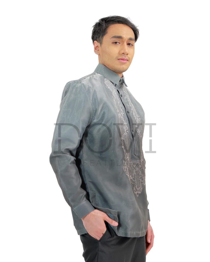 Sophisticated Gray Ombre Barong Tagalog - Modern Filipino Formal Wear ...